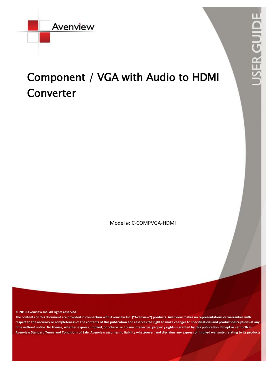 Avenview C Compvga Hdmi User Manual Pdf Download Manualslib