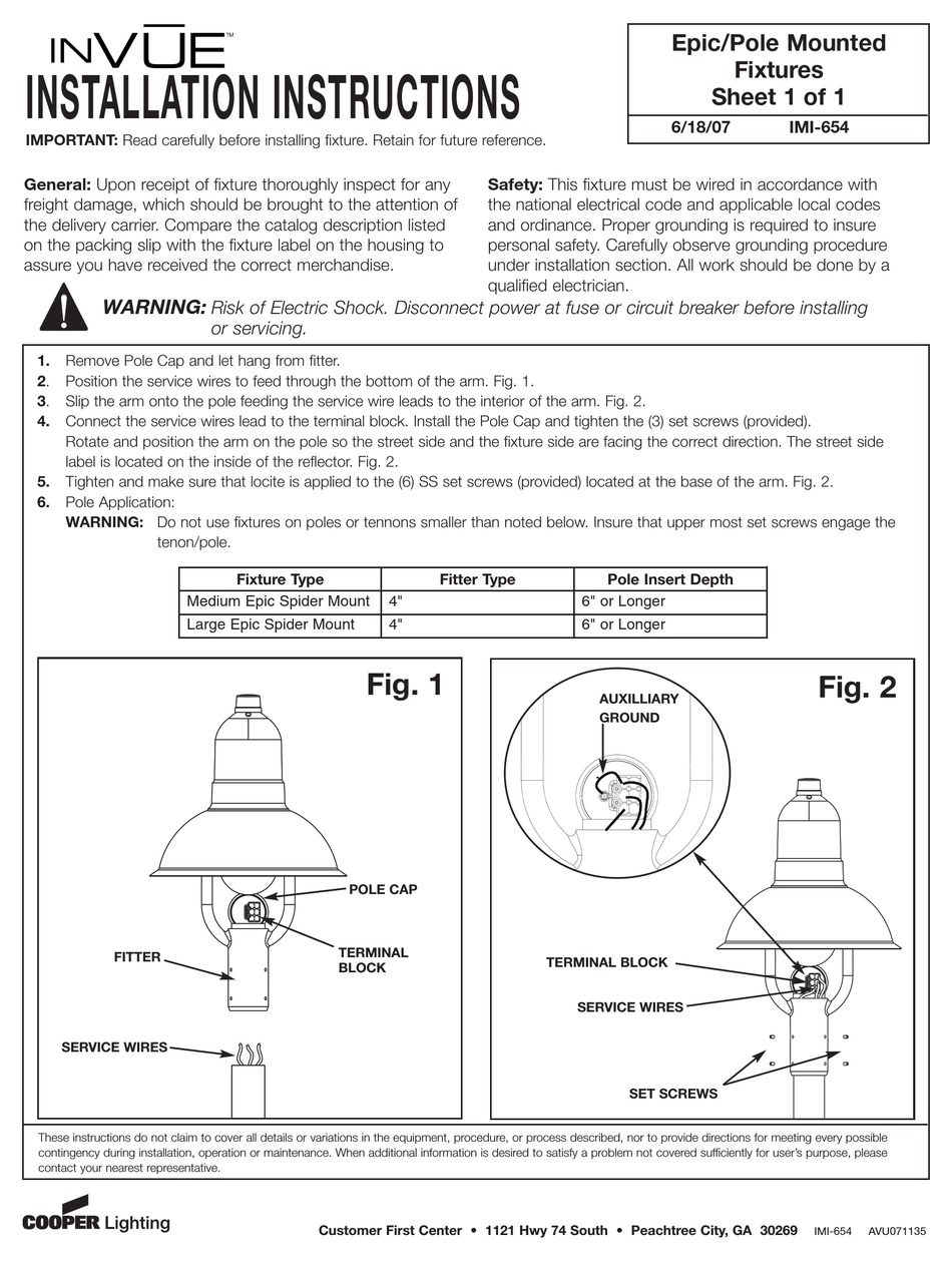 COOPER LIGHTING INVUE IMI-654 INSTALLATION INSTRUCTIONS Pdf Download ...