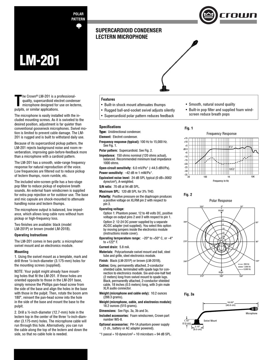 CROWN LM-201 DATASHEET Pdf Download | ManualsLib