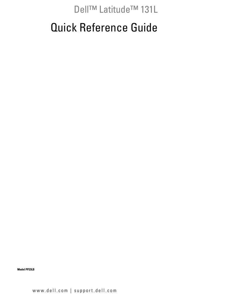 DELL LATITUDE XP065 QUICK REFERENCE MANUAL Pdf Download | ManualsLib