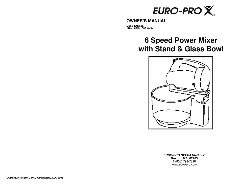 EURO-PRO KM550E OWNER'S MANUAL Pdf Download | ManualsLib