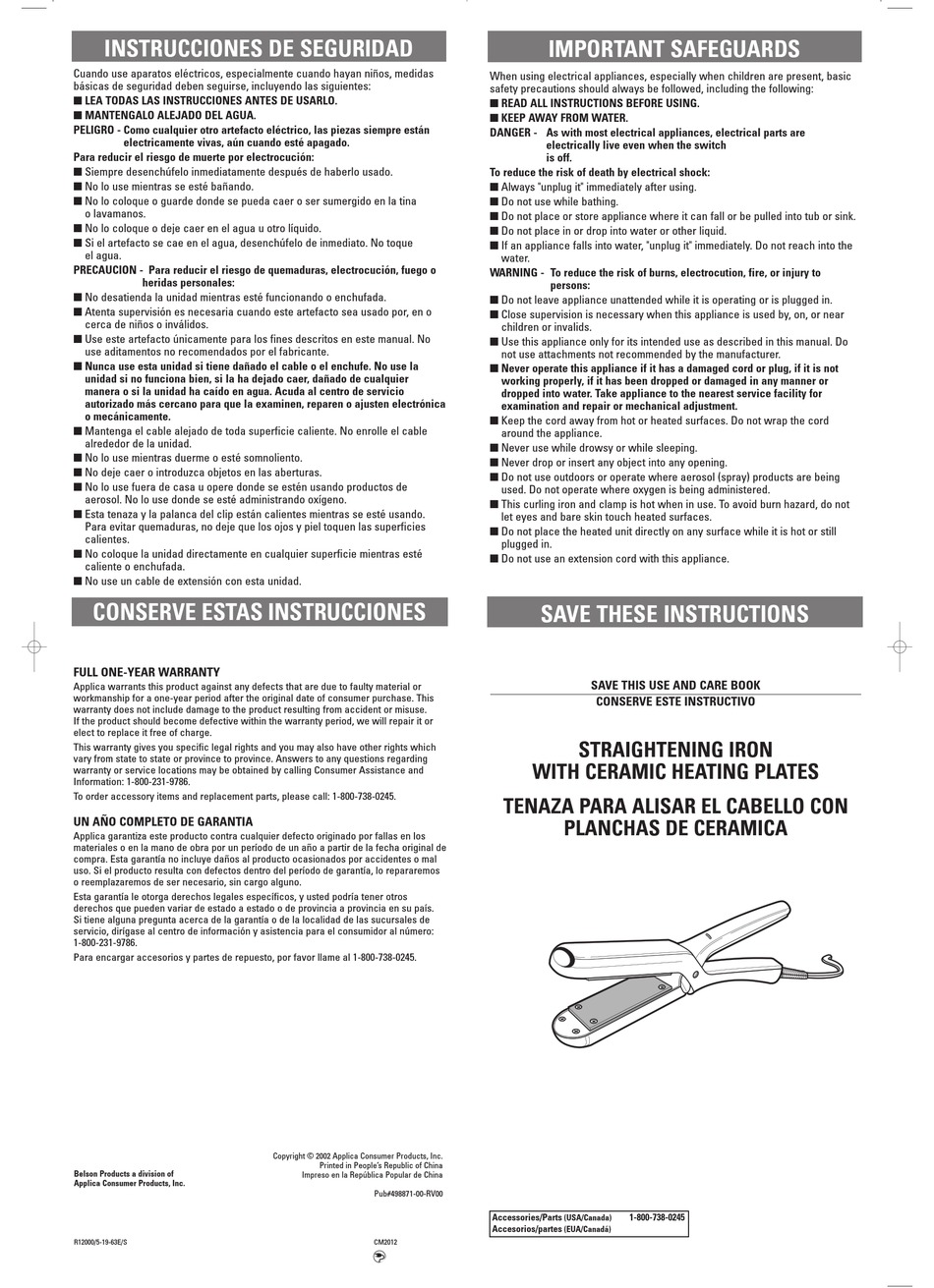 BELSON CM2012 USE AND CARE BOOK Pdf Download | ManualsLib