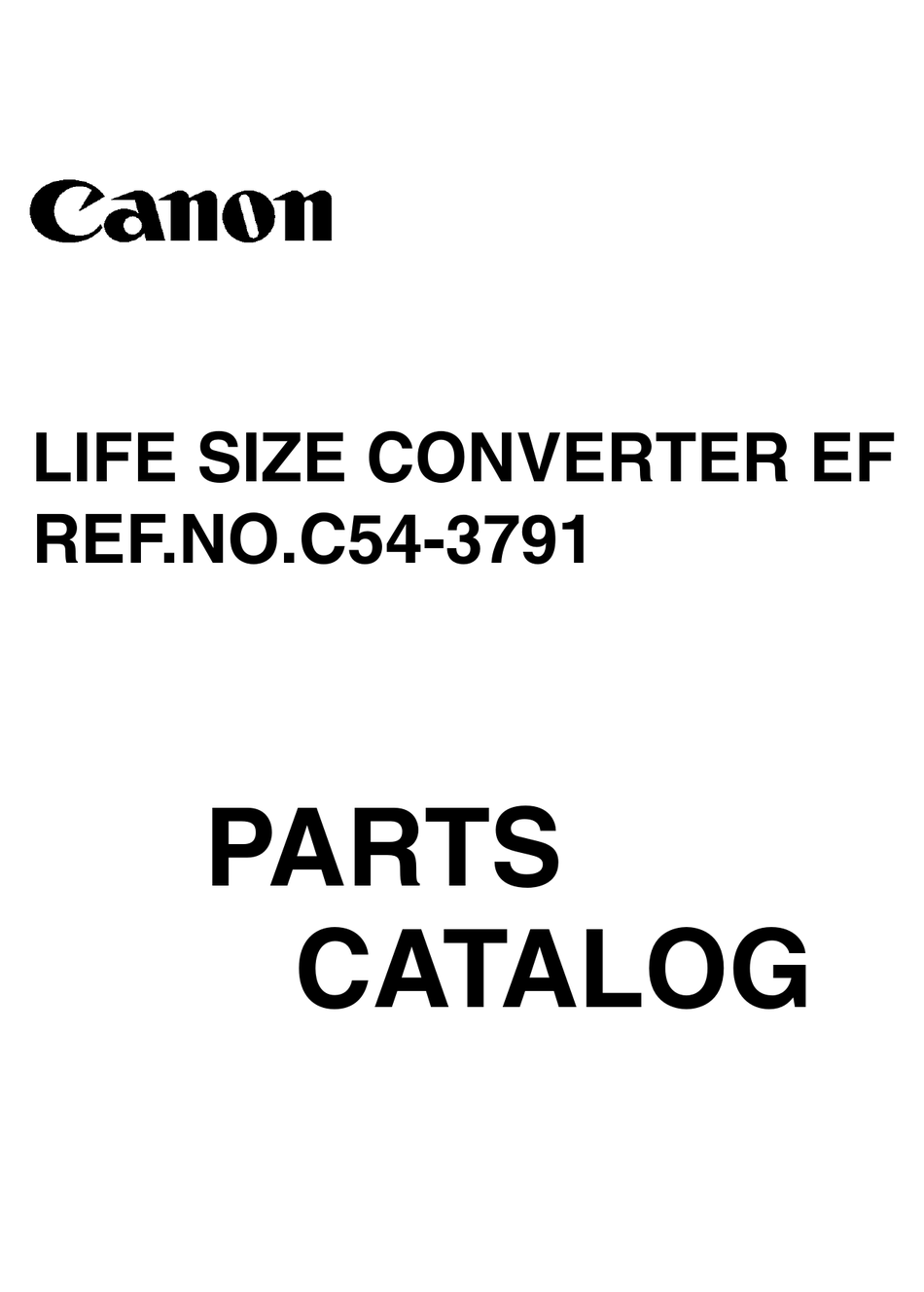 CANON LIFE SIZE CONVERTER EF PARTS CATALOG Pdf Download ManualsLib