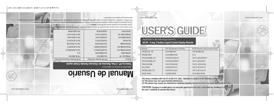FIRSTECH 2WSHLCD -5P USER MANUAL Pdf Download | ManualsLib
