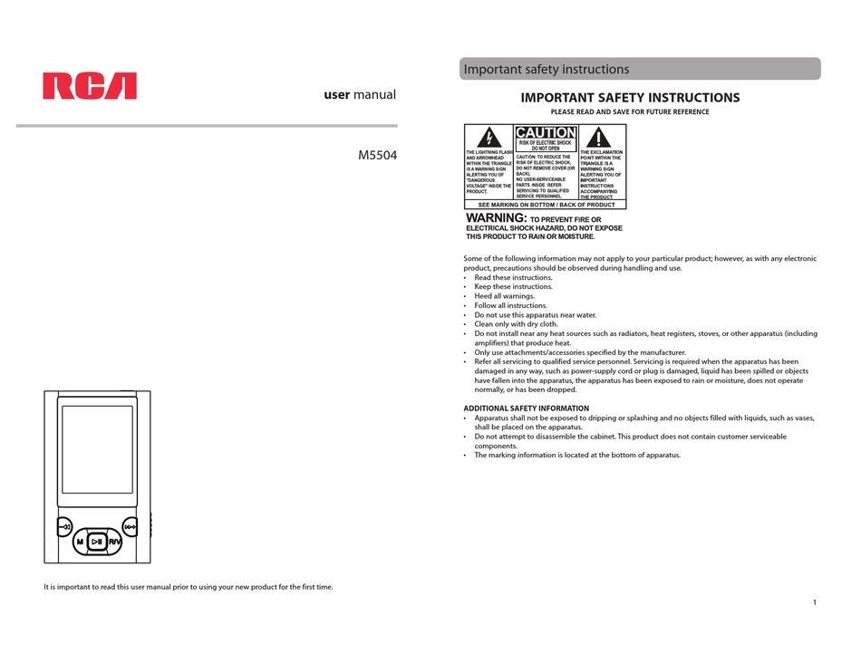 RCA M5504 USER MANUAL Pdf Download | ManualsLib