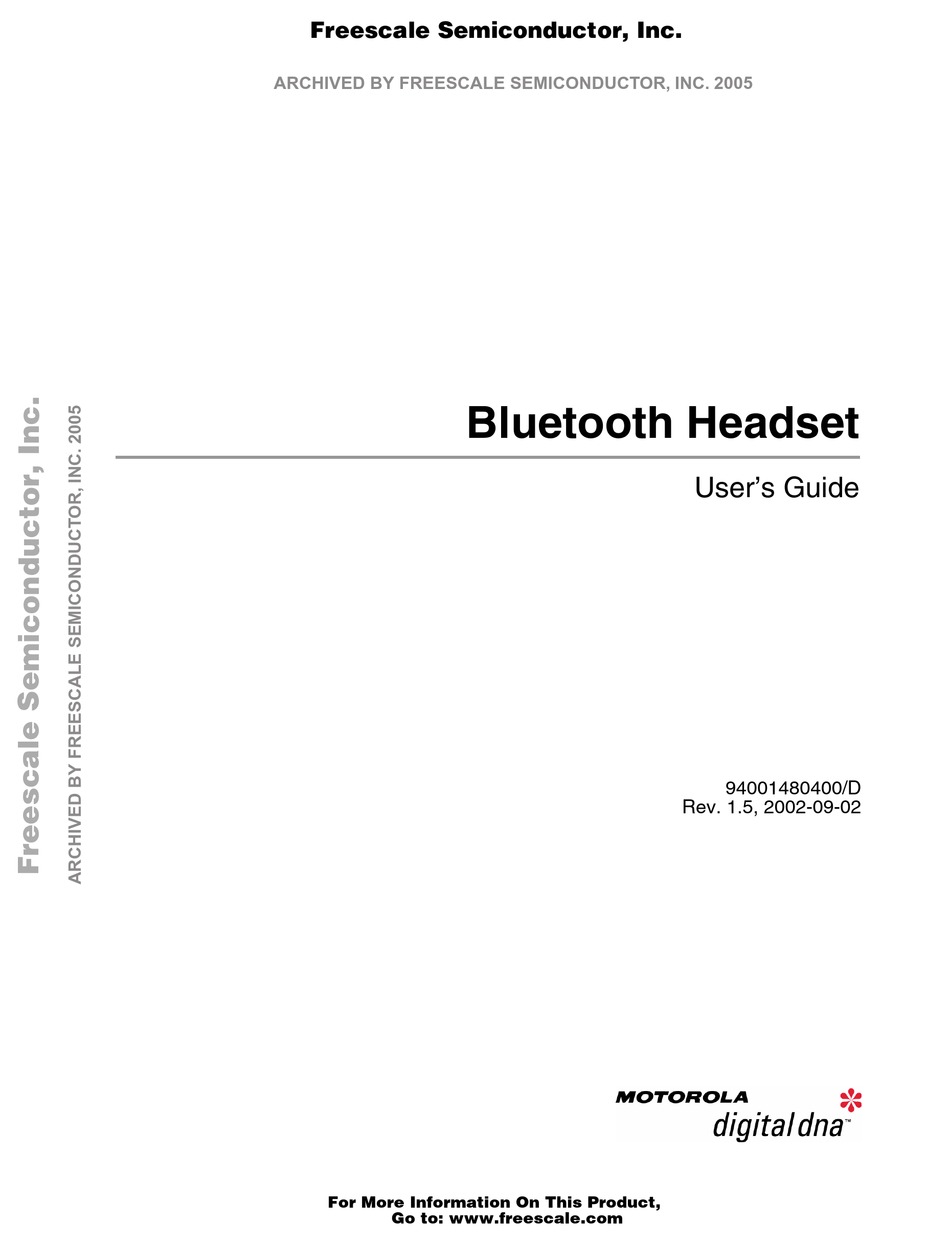 FREESCALE SEMICONDUCTOR BLUETOOTH HEADSET USER MANUAL Pdf Download ... FREESCALE SEMICONDUCTOR BLUETOOTH HEADSET USER MANUAL Pdf Download ...