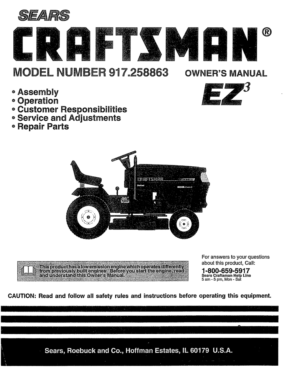 CRAFTSMAN EZ3 917.258863 OWNER'S MANUAL Pdf Download | ManualsLib