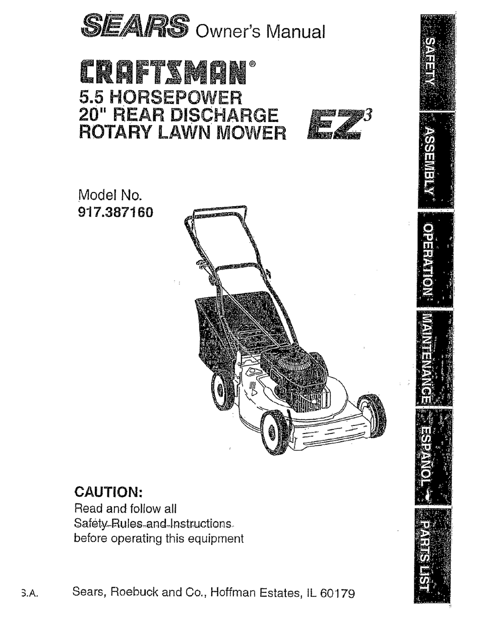 CRAFTSMAN EZ3 917.387160 OWNER'S MANUAL Pdf Download | ManualsLib