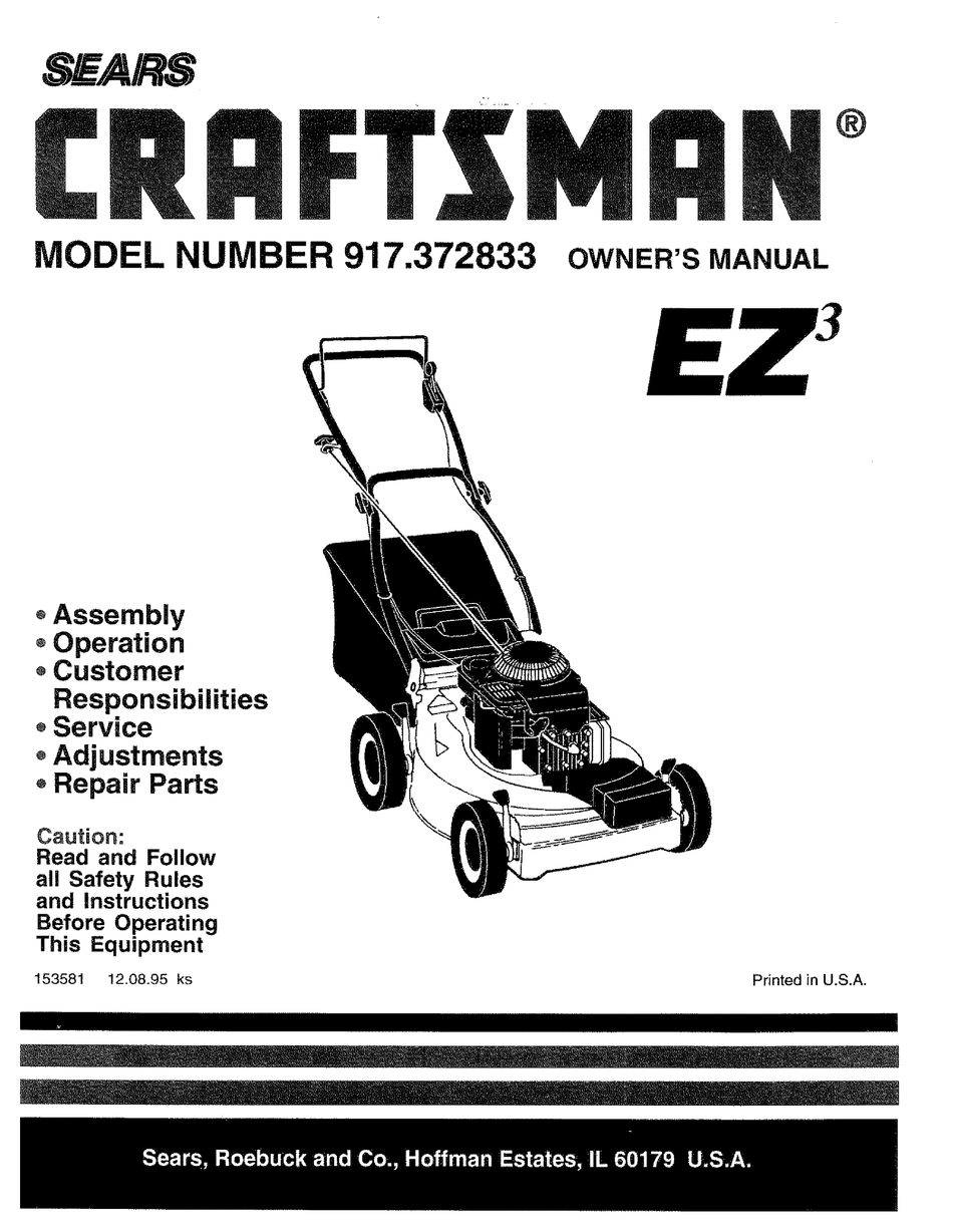 CRAFTSMAN EZ3 917.372833 OWNER'S MANUAL Pdf Download | ManualsLib