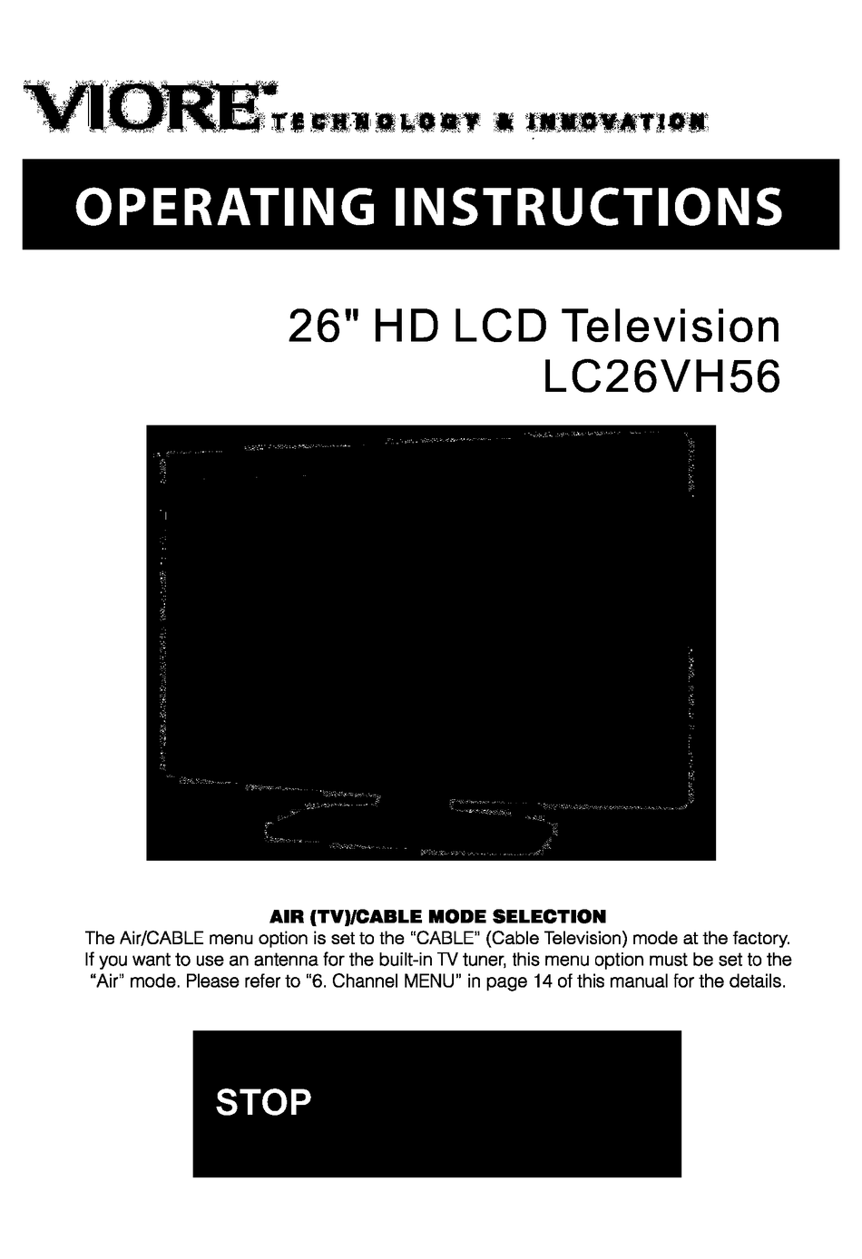 VIORE LC26VH56 OPERATING INSTRUCTIONS MANUAL Pdf Download | ManualsLib