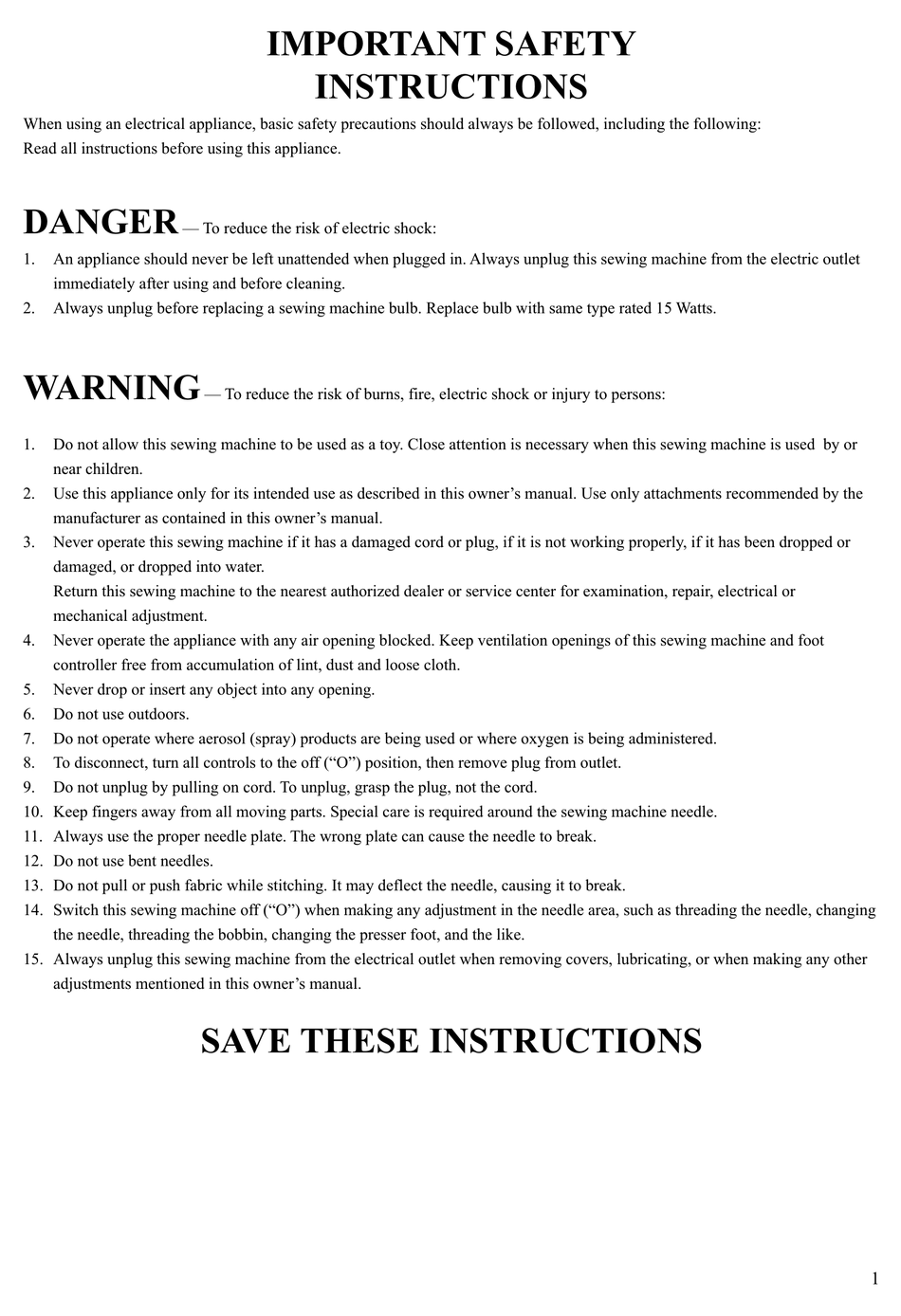 JANOME SEWING MACHINE IMPORTANT SAFETY INSTRUCTIONS MANUAL Pdf Download ...