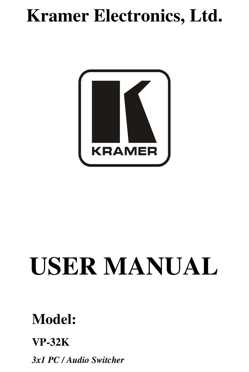KRAMER VP-32K USER MANUAL Pdf Download | ManualsLib