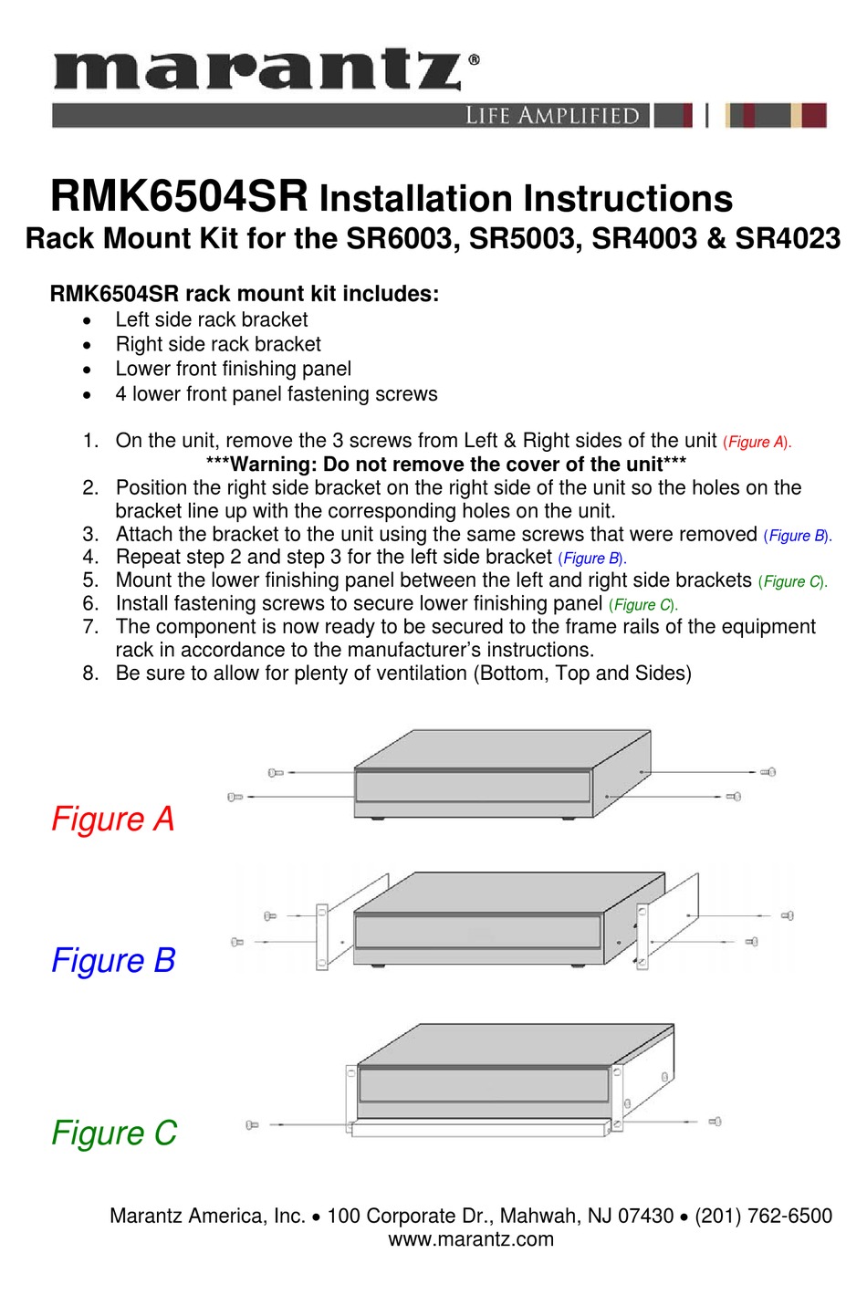 MARANTZ RMK6504SR INSTALLATION INSTRUCTIONS Pdf Download | ManualsLib