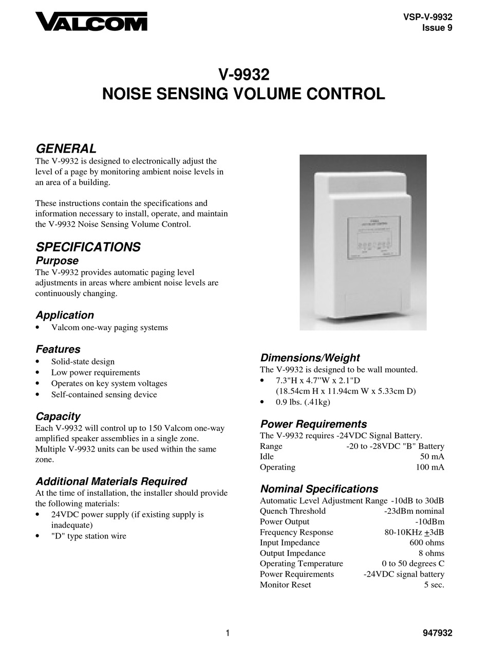 VALCOM V 9932 INSTRUCTION MANUAL Pdf Download ManualsLib valcom-v-9932-instruction-manual-pdf-download-manualslib