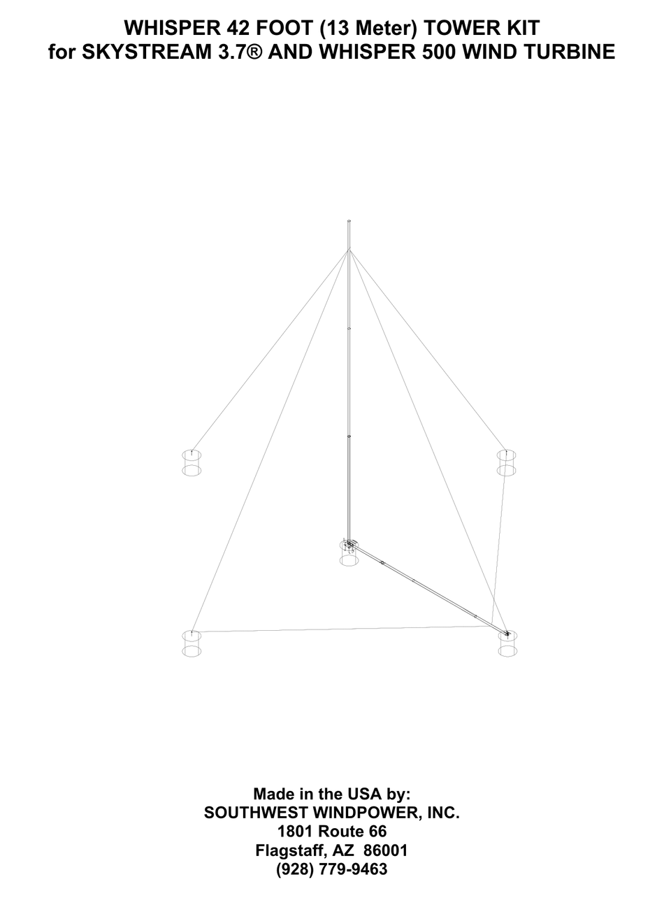 SOUTHWEST WINDPOWER WHISPER 42 FOOT (13 METER) TOWER KIT FOR SKYSTREAM ...