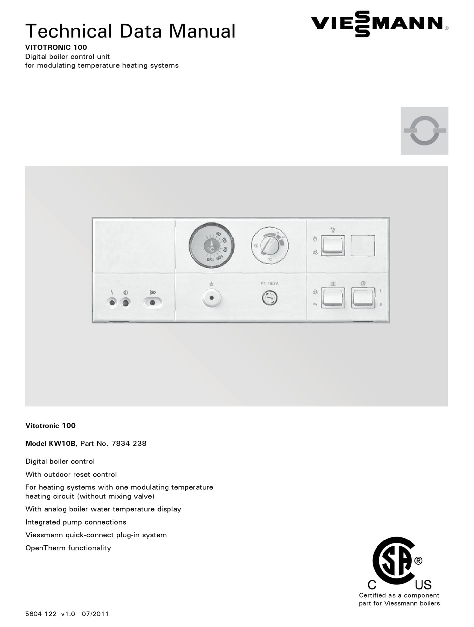 VIESSMANN VITOTRONIC 100 TECHNICAL DATA MANUAL Pdf Download ManualsLib