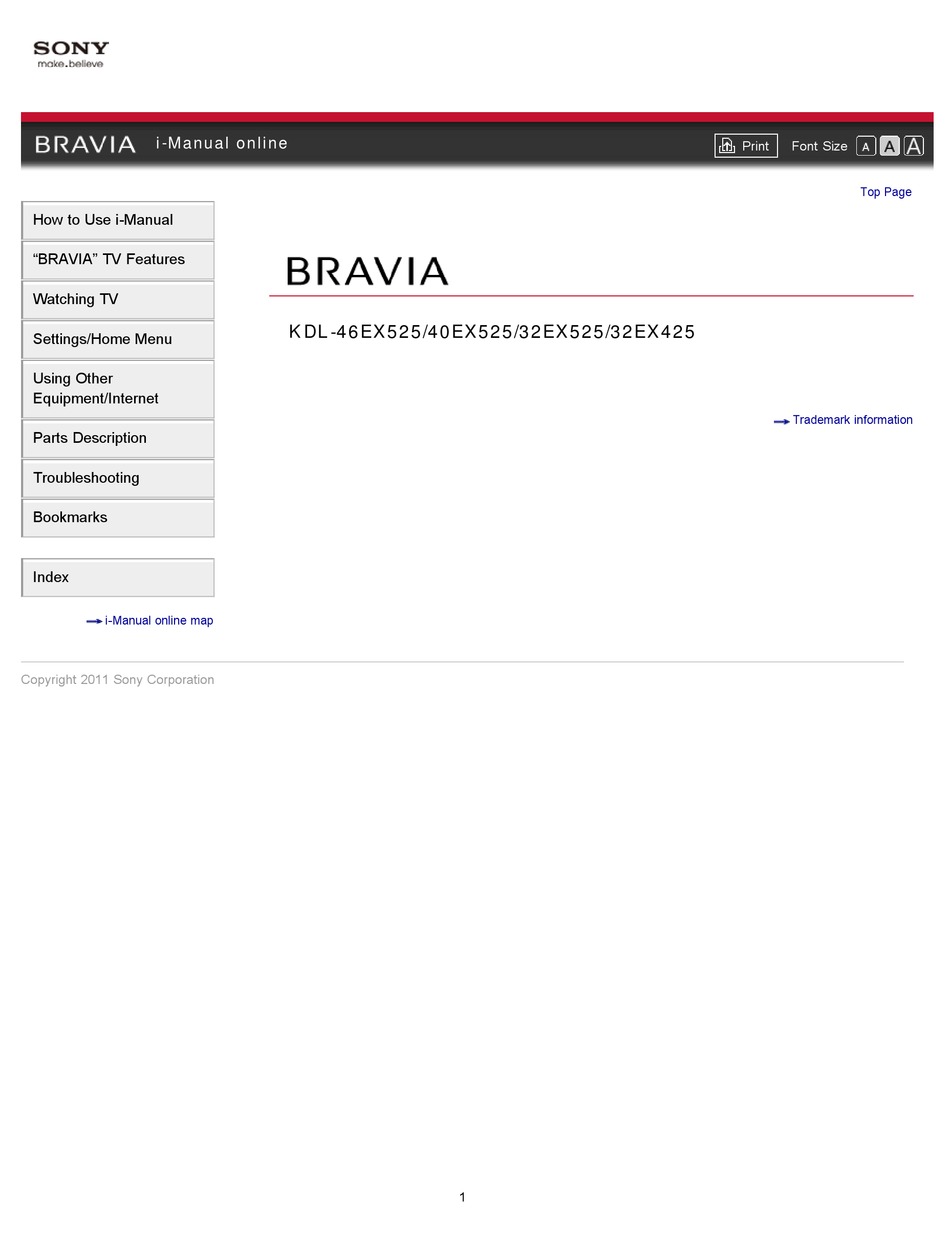 SONY BRAVIA KDL-32EX425 E-MANUAL Pdf Download | ManualsLib