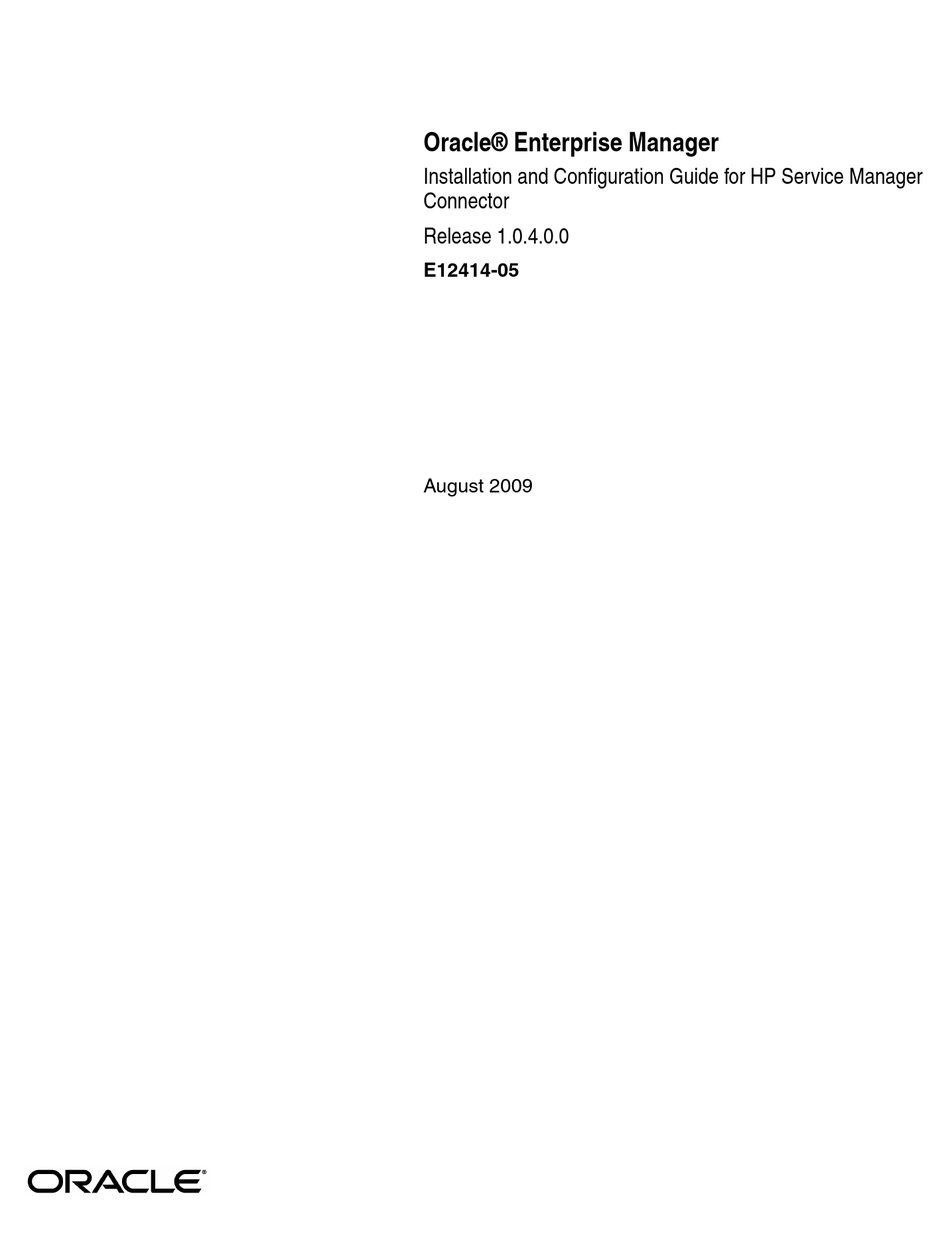 Oracle Enterprise Manager 1 0 4 0 0 Installation And Configuration Manual Pdf Download Manualslib