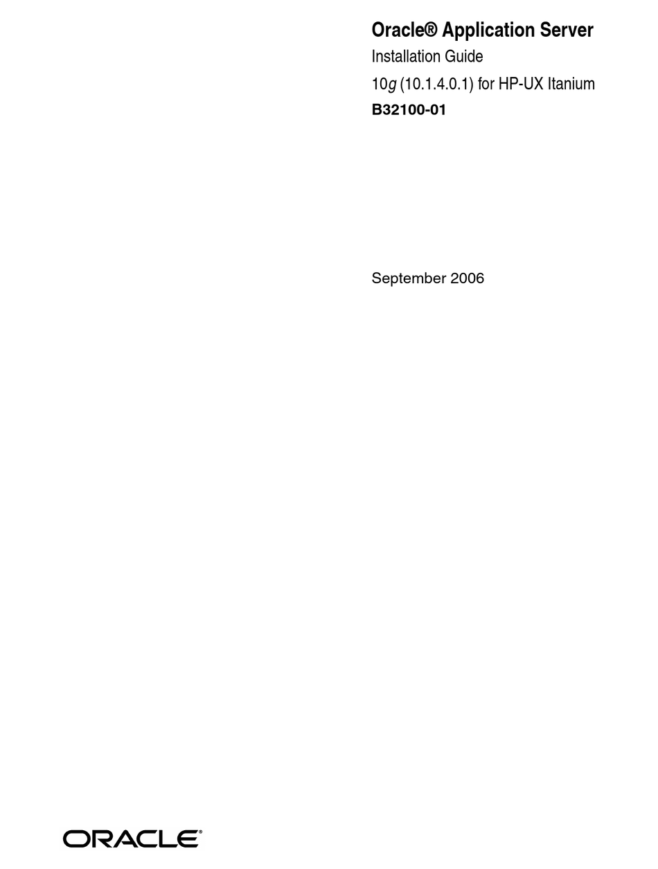 ORACLE APPLICATION SERVER B32100-01 INSTALLATION MANUAL Pdf Download | ManualsLib