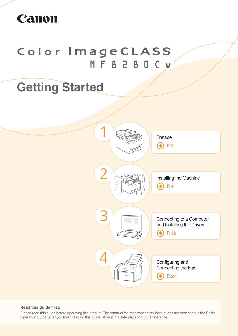 CANON COLOR IMAGECLASS MF8280CW GETTING STARTED MANUAL Pdf Download ...