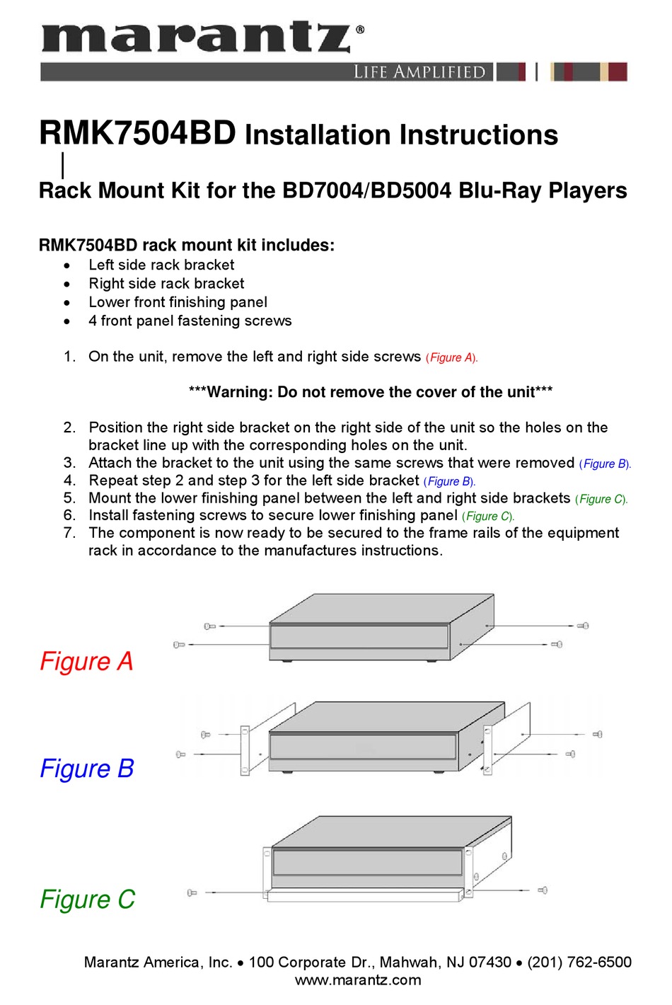 MARANTZ RMK7504BD INSTALLATION INSTRUCTIONS Pdf Download | ManualsLib