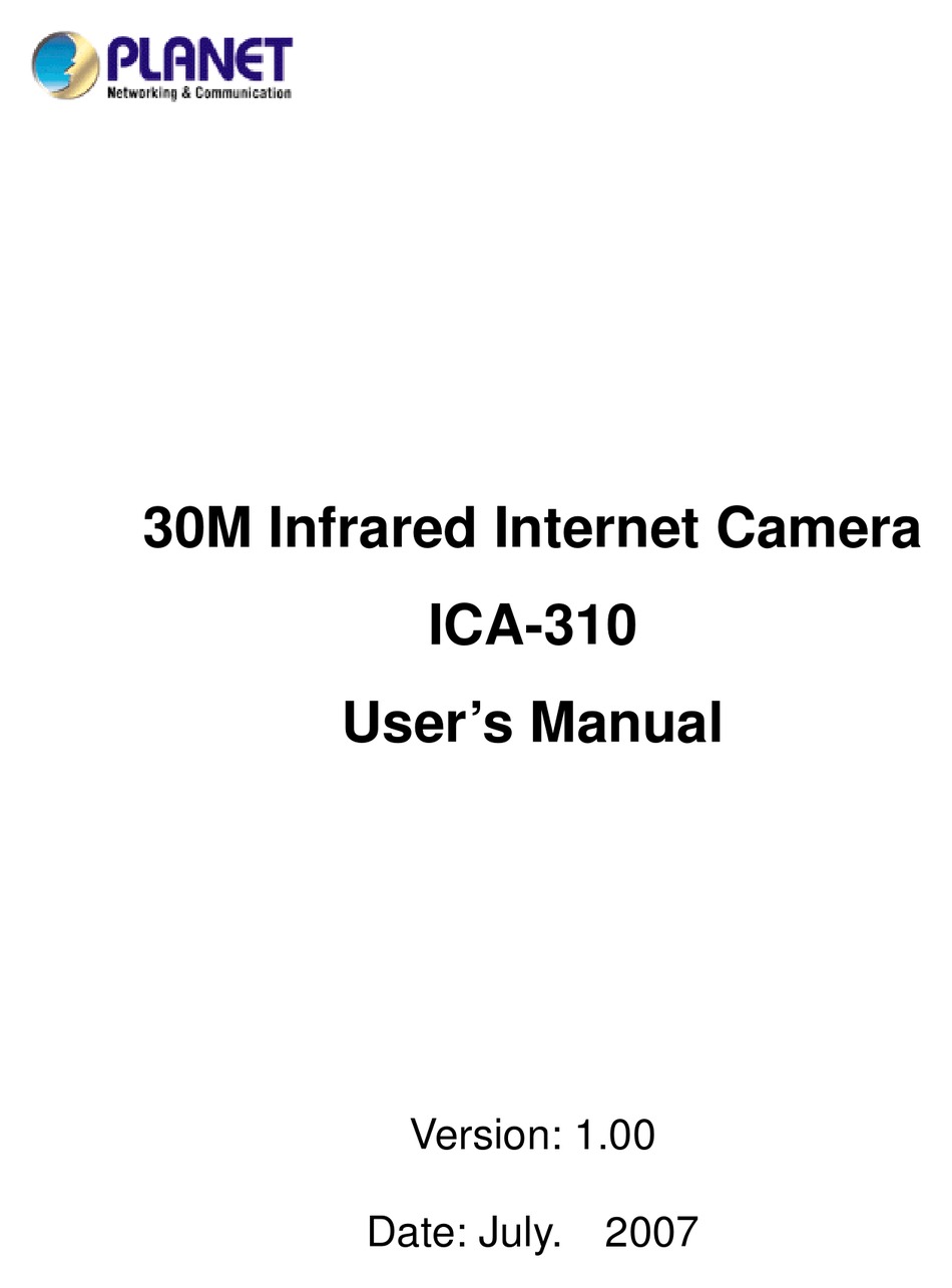 PLANET ICA-310 USER MANUAL Pdf Download | ManualsLib