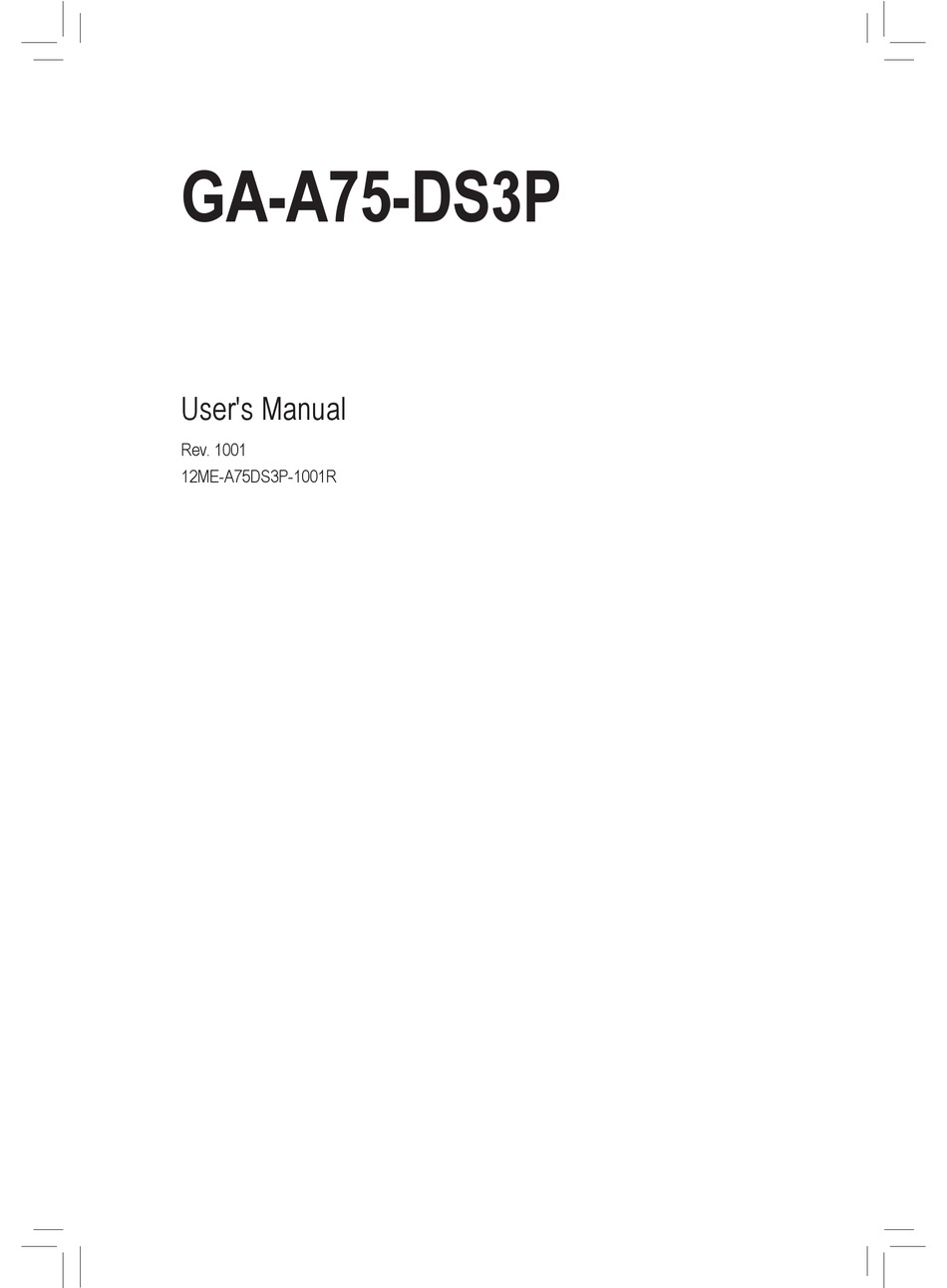 GIGABYTE GA-A75-DS3P USER MANUAL Pdf Download | ManualsLib