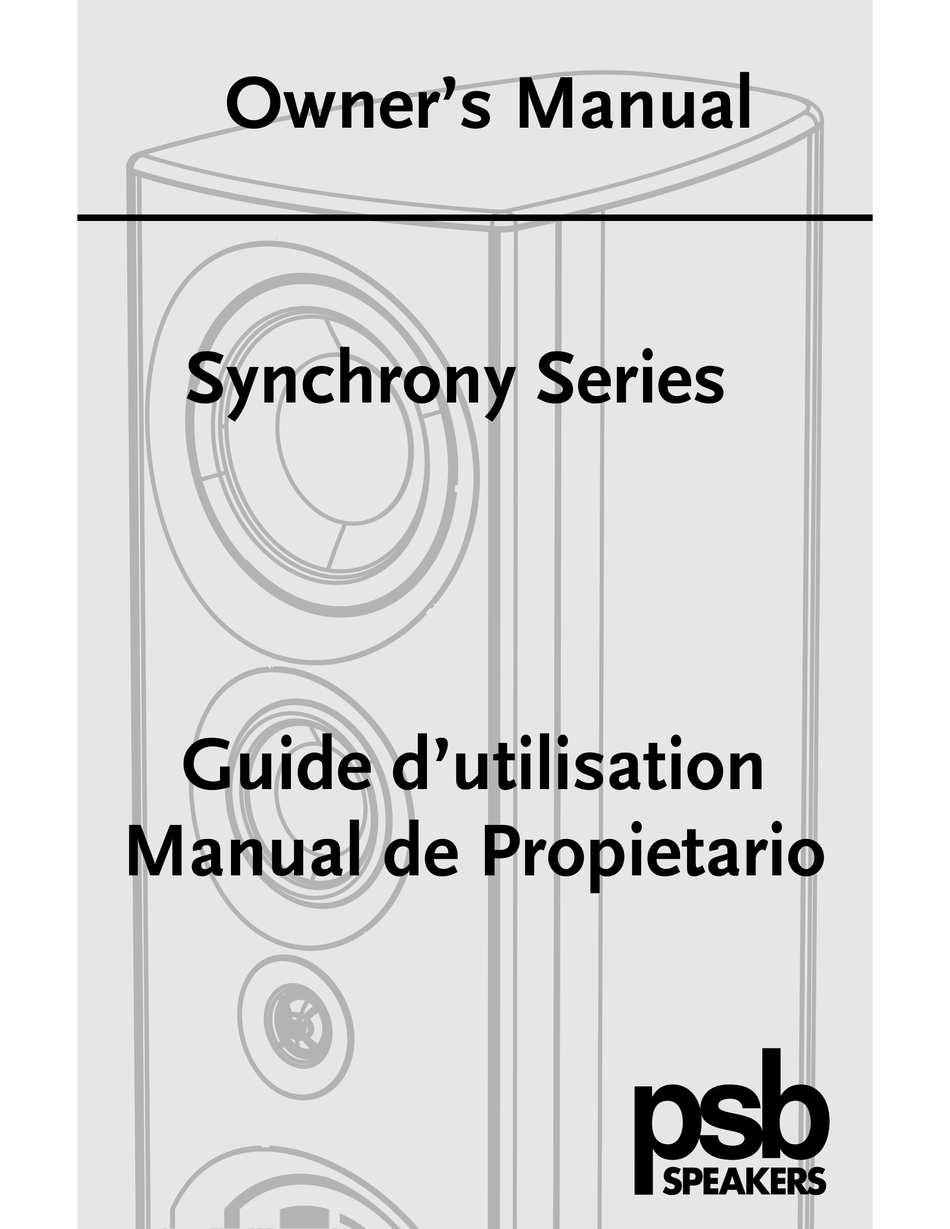 PSB SYNCHRONY ONE OWNER'S MANUAL Pdf Download | ManualsLib
