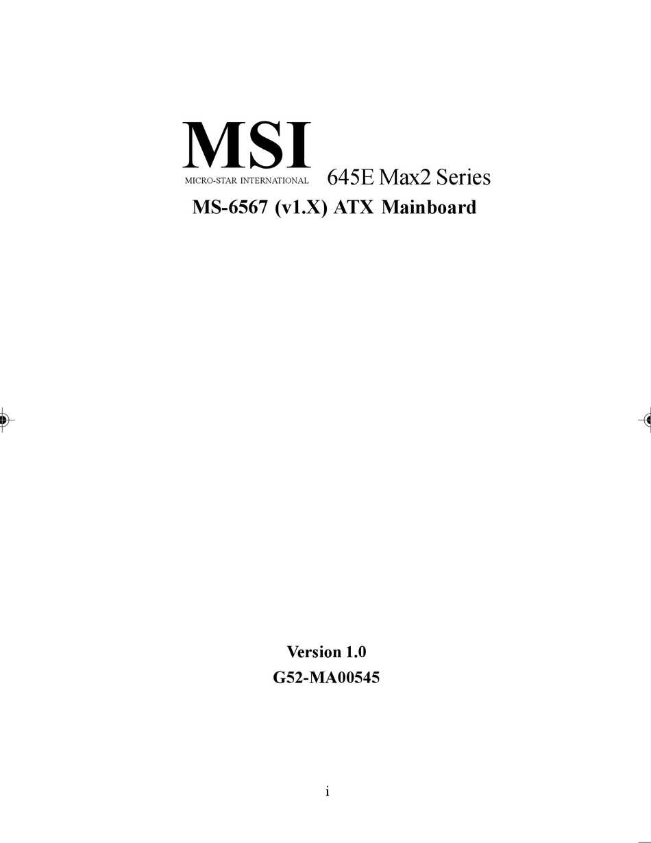 MSI MS-6567 USER MANUAL Pdf Download | ManualsLib