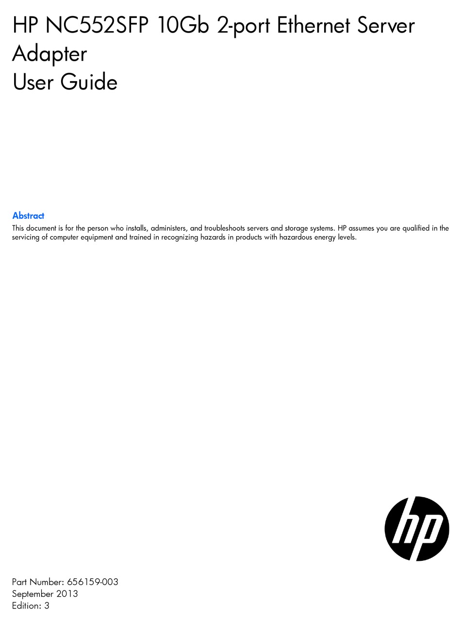 HP NC552SFP USER MANUAL Pdf Download | ManualsLib