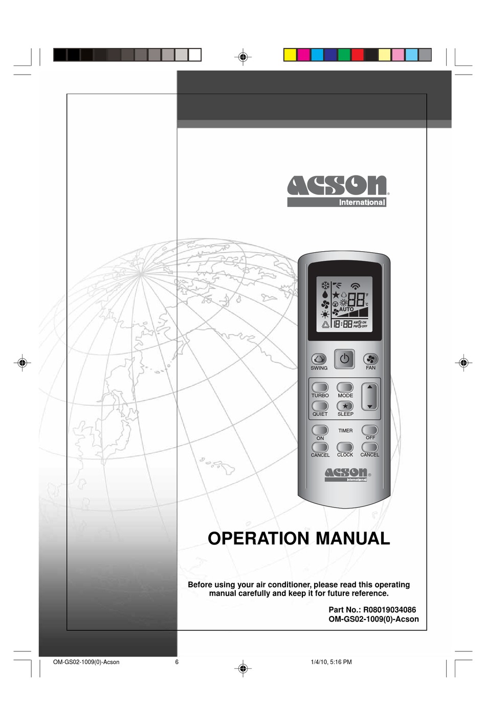 ACSON AIR CONDITIONER OPERATION MANUAL Pdf Download ManualsLib
