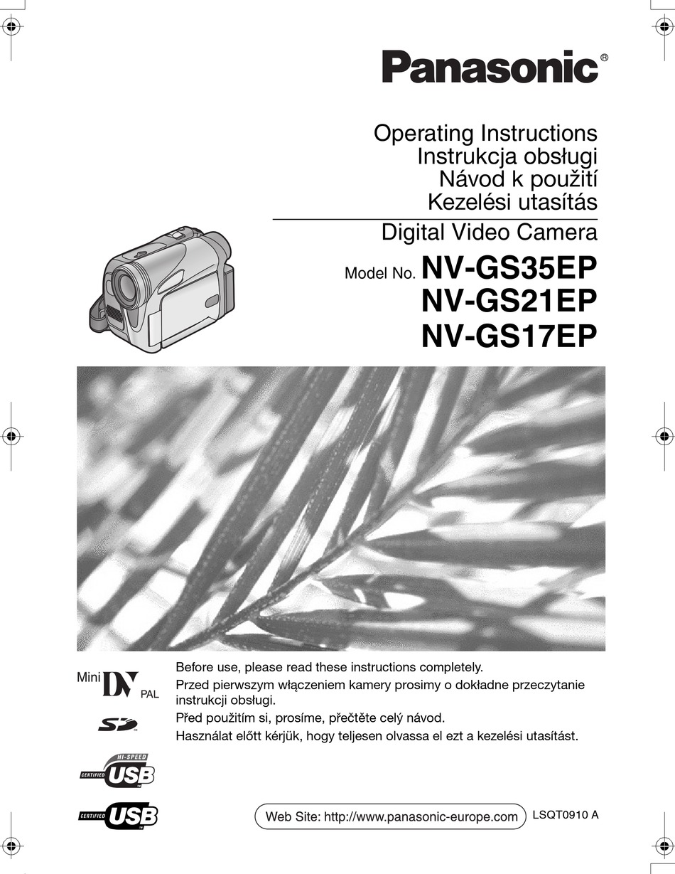 PANASONIC NV-GS35EP OPERATING INSTRUCTIONS MANUAL Pdf Download | ManualsLib