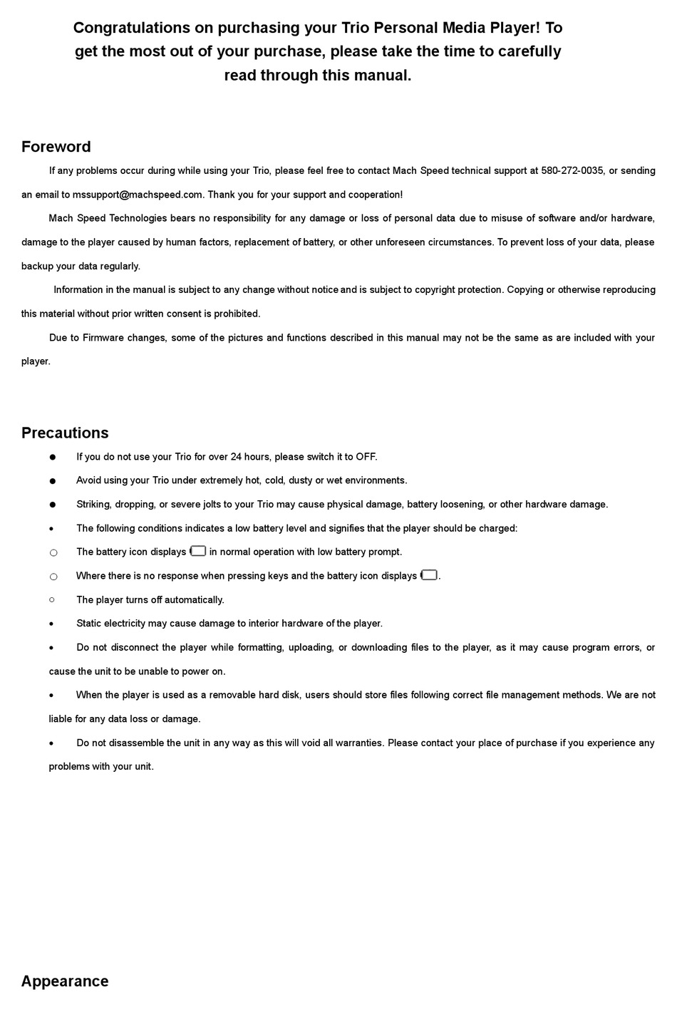 MACH SPEED TRIO MANUAL Pdf Download | ManualsLib