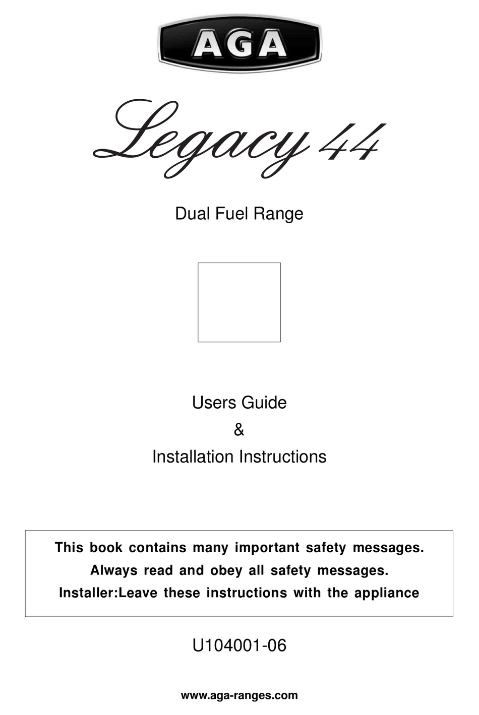 AGA LEGACY 44 INSTALLATION & USER MANUAL Pdf Download | ManualsLib