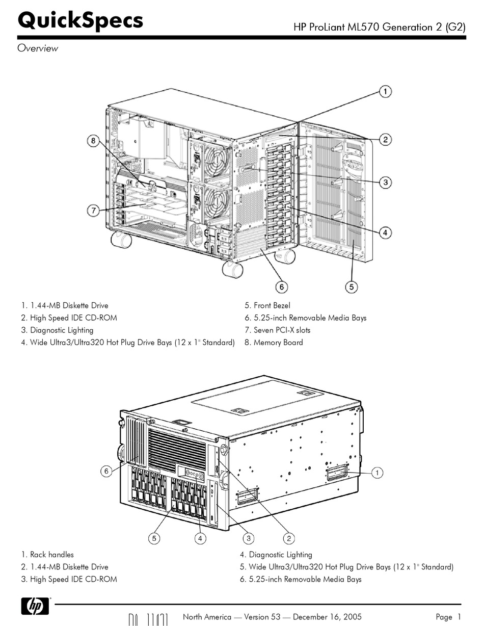 HP PROLIANT ML570 QUICKSPECS Pdf Download | ManualsLib