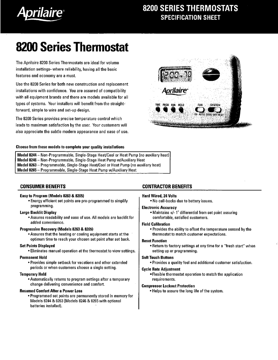 APRILAIRE 8200 SERIES SPECIFICATION SHEET Pdf Download ManualsLib APRILAIRE 8200 SERIES SPECIFICATION SHEET Pdf Download ManualsLib