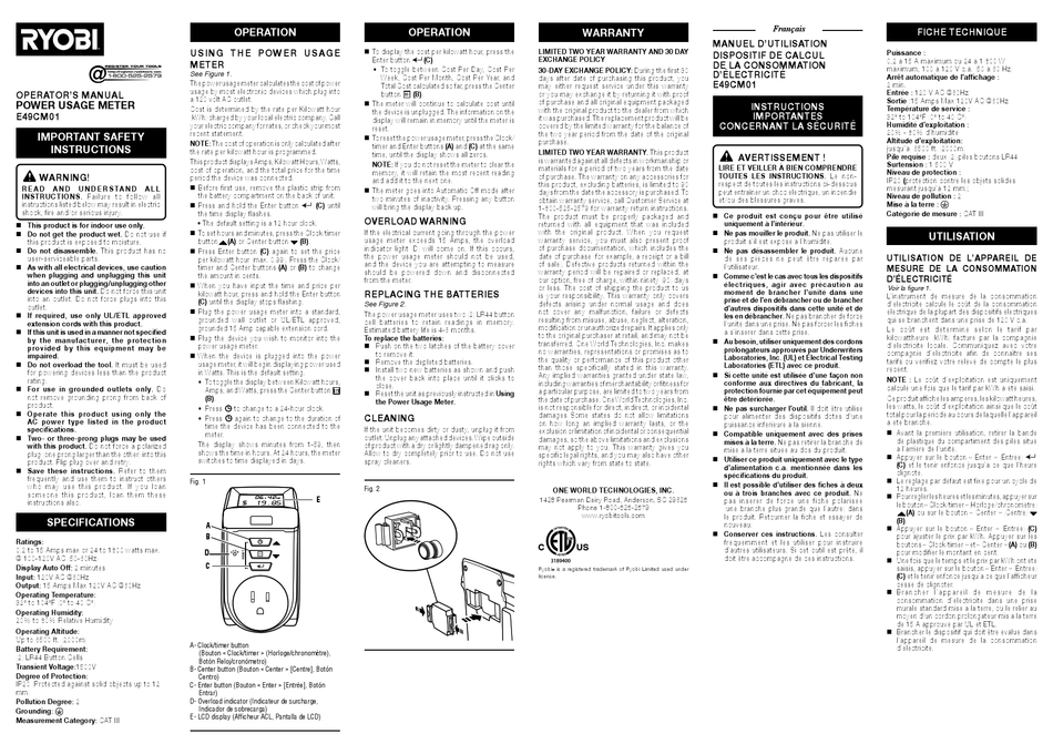 RYOBI E49CM01 OPERATOR'S MANUAL Pdf Download | ManualsLib