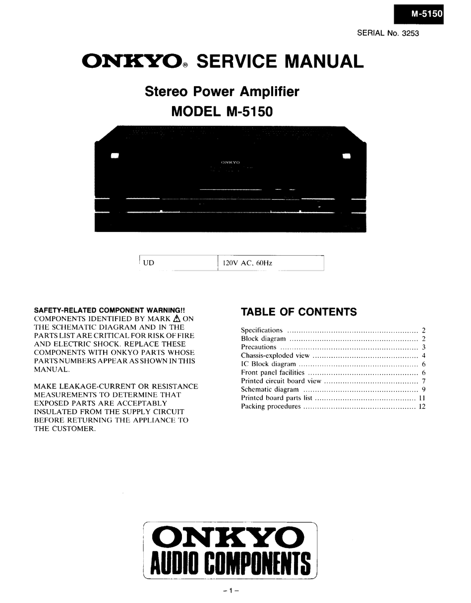 ONKYO M 5150 SERVICE MANUAL Pdf Download ManualsLib