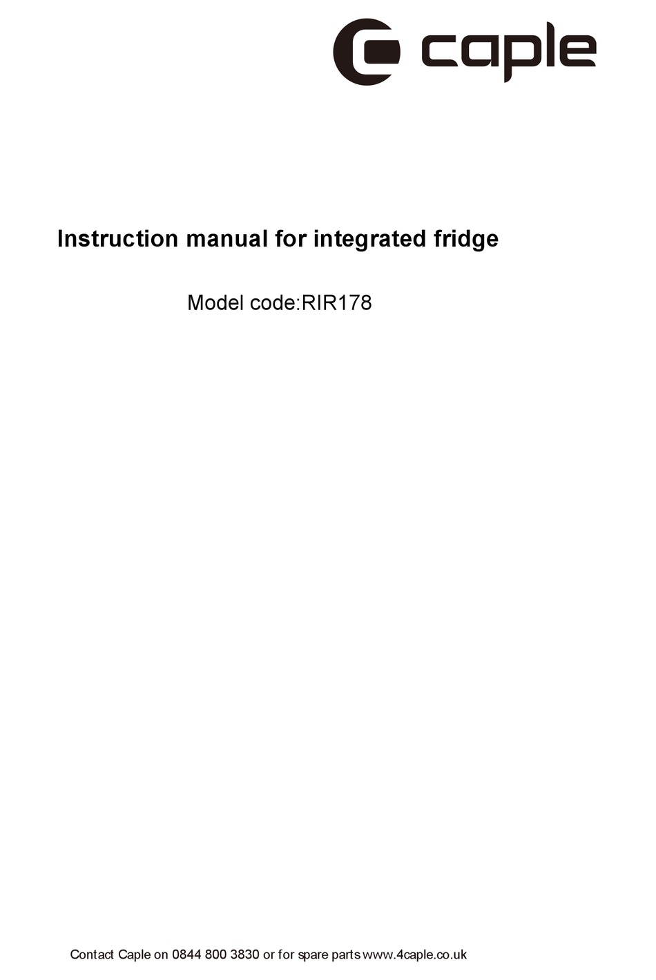 CAPLE RIR178 INSTRUCTION MANUAL Pdf Download | ManualsLib