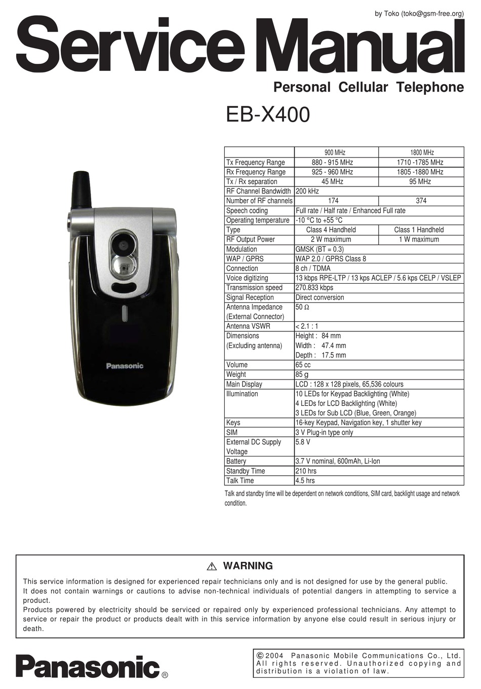 PANASONIC EB-X400 SERVICE MANUAL Pdf Download | ManualsLib