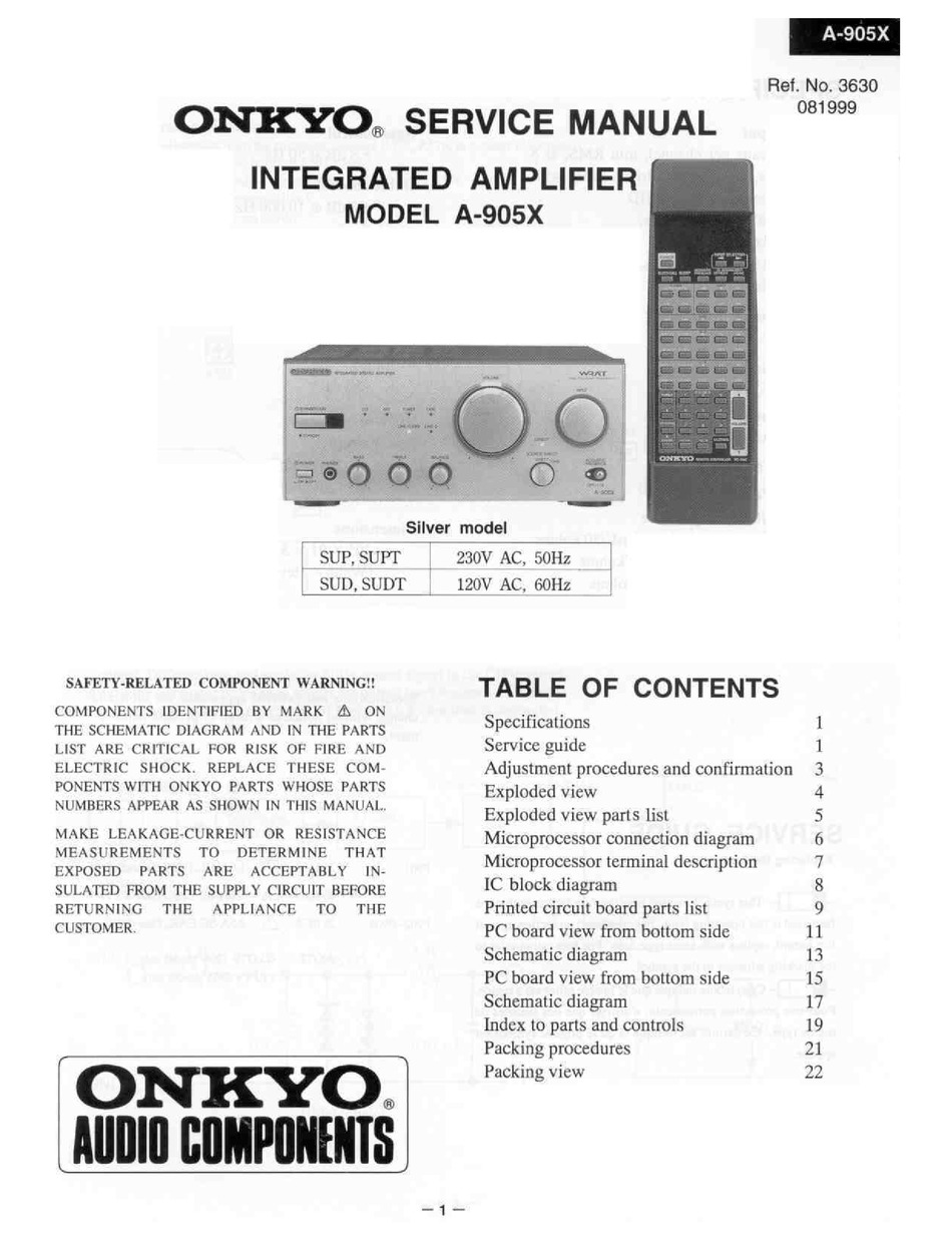 ONKYO A 905X SERVICE MANUAL Pdf Download ManualsLib