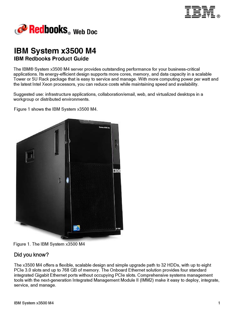 Ibm System X3500 M4 Product Manual Pdf Download Manualslib