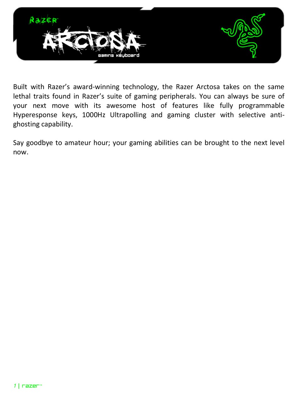 RAZER ARCTOSA INSTRUCTION Pdf Download | ManualsLib