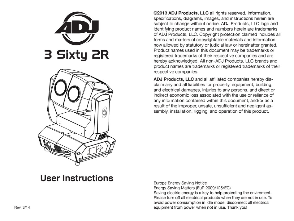 AMERICAN DJ 3 SIXTY 2R USER INSTRUCTIONS Pdf Download ManualsLib AMERICAN DJ 3 SIXTY 2R USER INSTRUCTIONS Pdf Download ManualsLib