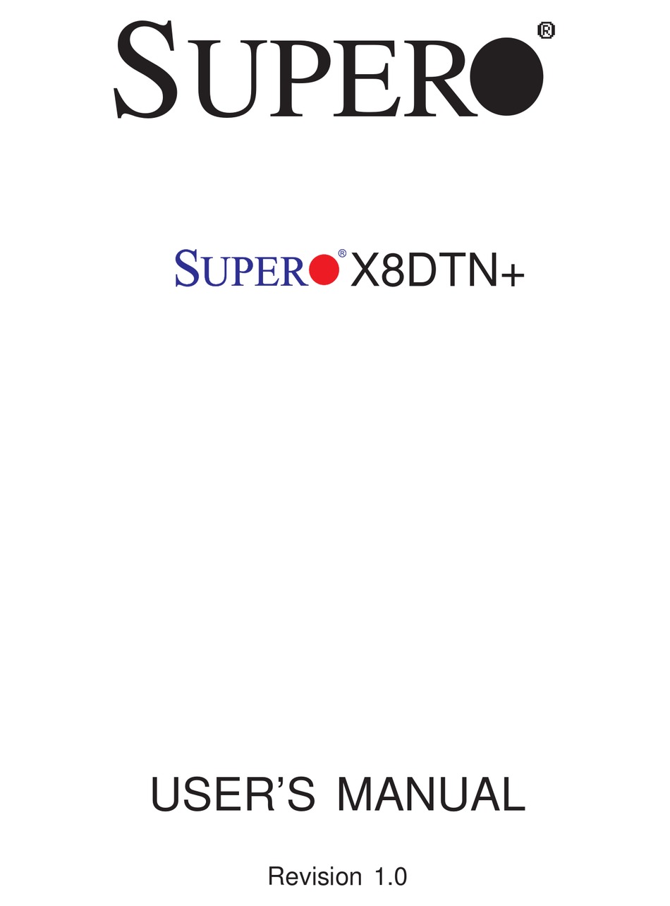 SUPERO X8DTN+ USER MANUAL Pdf Download | ManualsLib