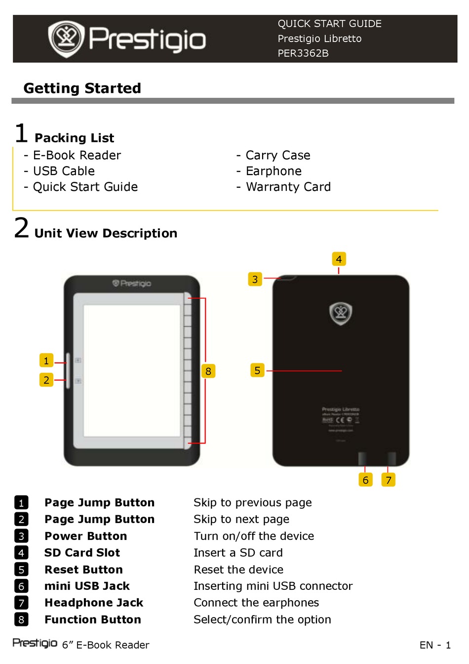 PRESTIGIO PER3362B QUICK START MANUAL Pdf Download | ManualsLib