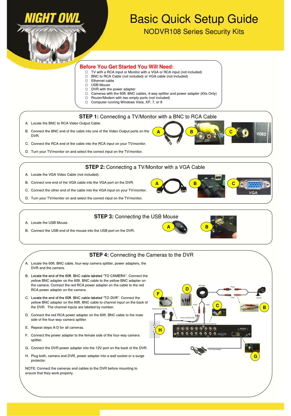 NIGHT OWL NODVR108 SERIES QUICK SETUP MANUAL Pdf Download | ManualsLib