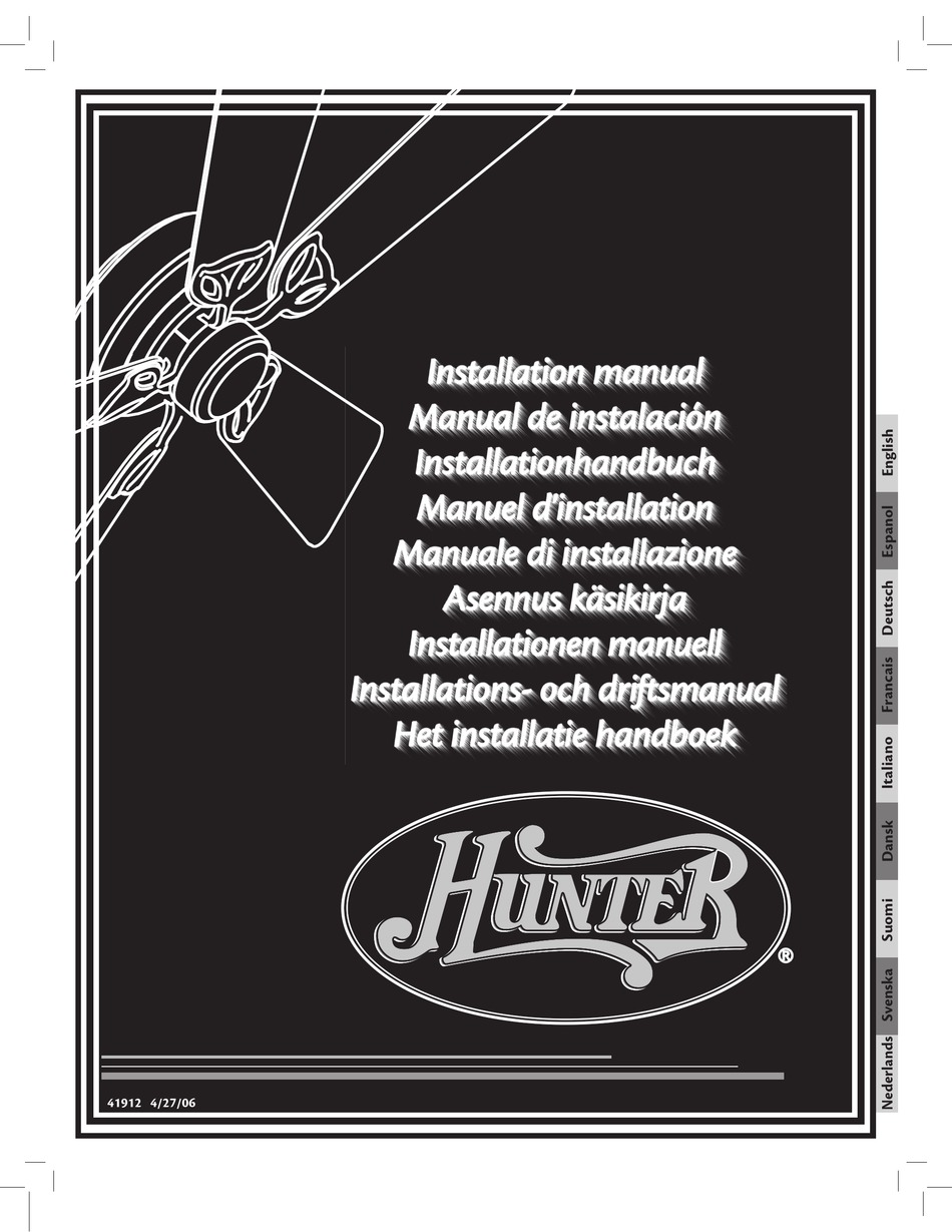 HUNTER CEILING FANS INSTALLATION MANUAL Pdf Download | ManualsLib