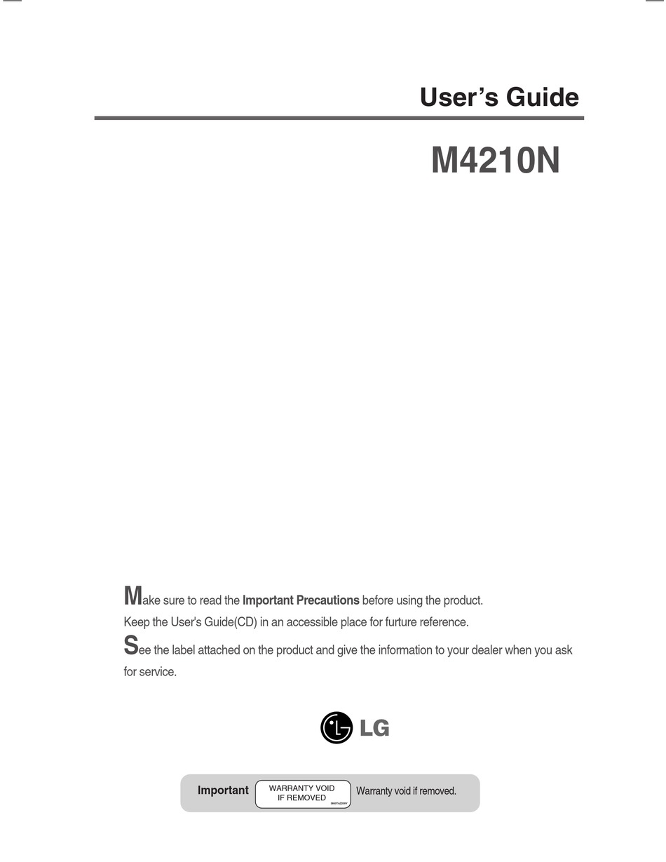 LG M4210N USER MANUAL Pdf Download | ManualsLib