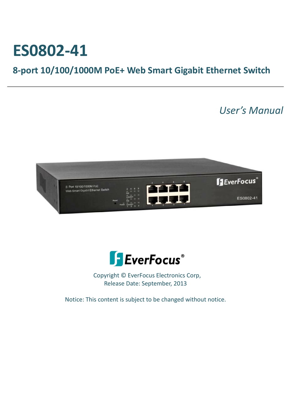 EVERFOCUS ES0802-41 USER MANUAL Pdf Download | ManualsLib